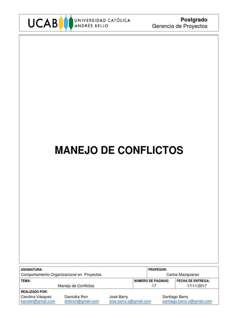 Manejo de Conflictos en Las Organizacion | PDF | Negociación | Conflicto (proceso)