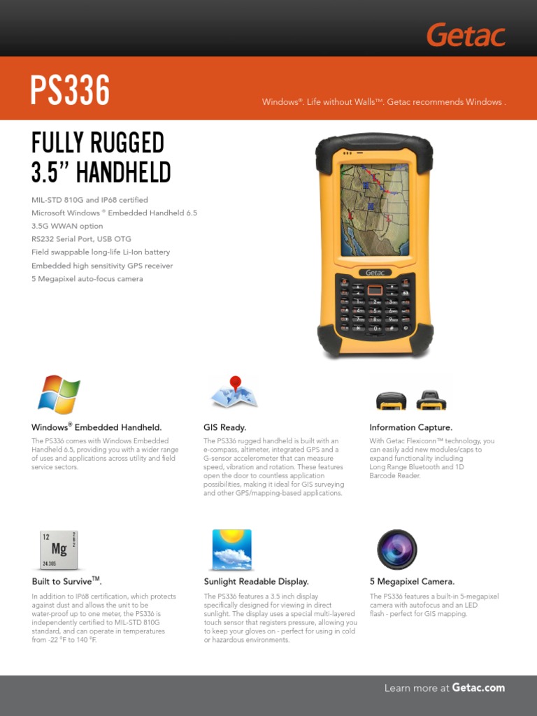 Getac Ps 336 Ingles Catalogo Caracteristicas Ficha Tecnica | PDF ...