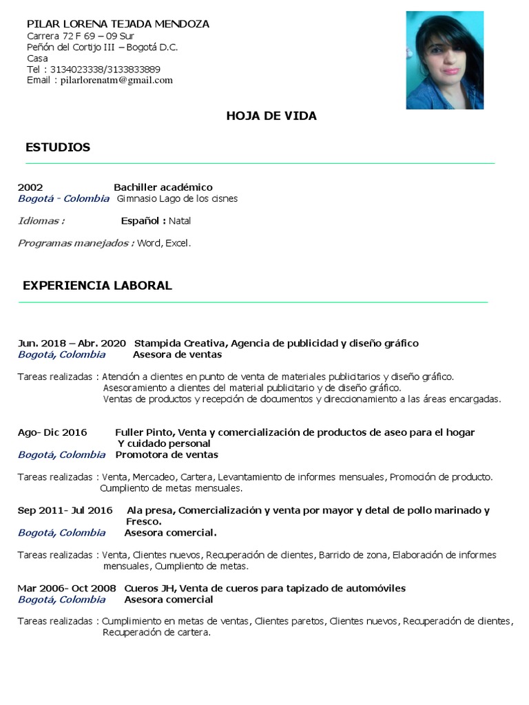 Hoja de Vida Pilar Tejada | PDF | Gestión estratégica | Publicidad