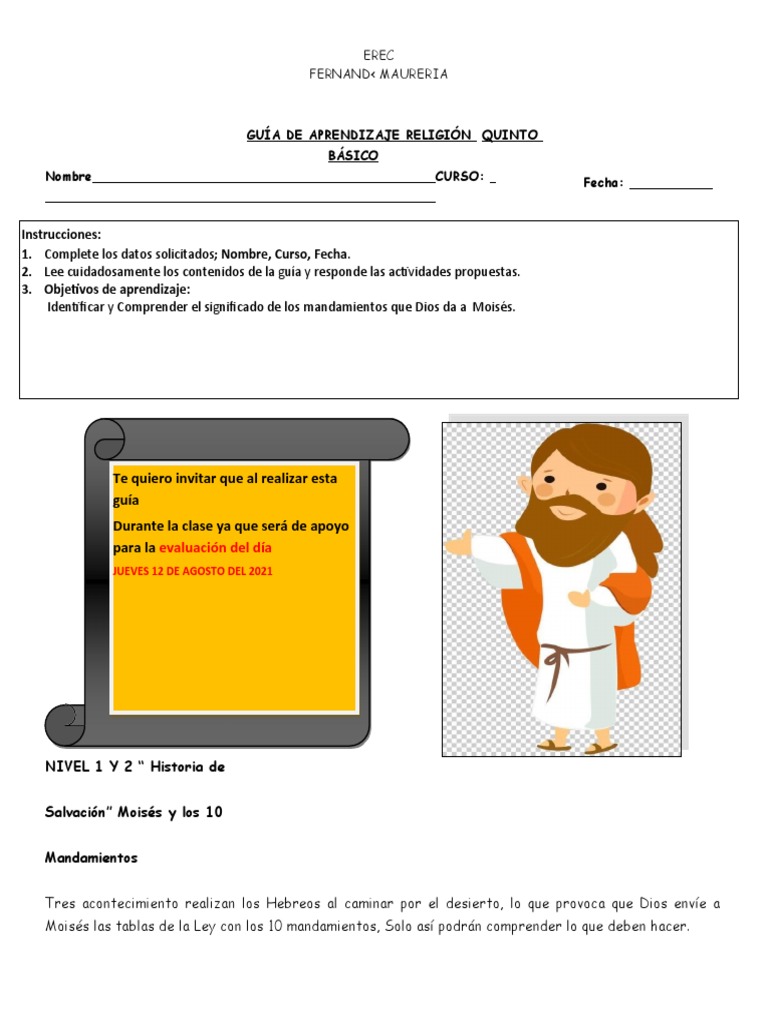 Actividades sobre Moisés y los Mandamientos | PDF | Moisés | Diez ...