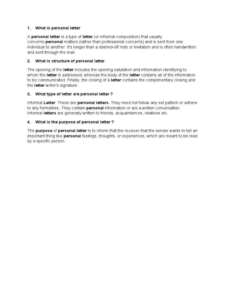 What Is Personal Letter | PDF