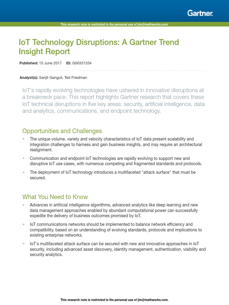 Iot Technology Disruptions A Gartner Trend Insight Report 331334 | PDF ...