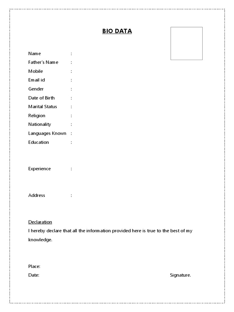 Bio Data Job 3 1 | PDF