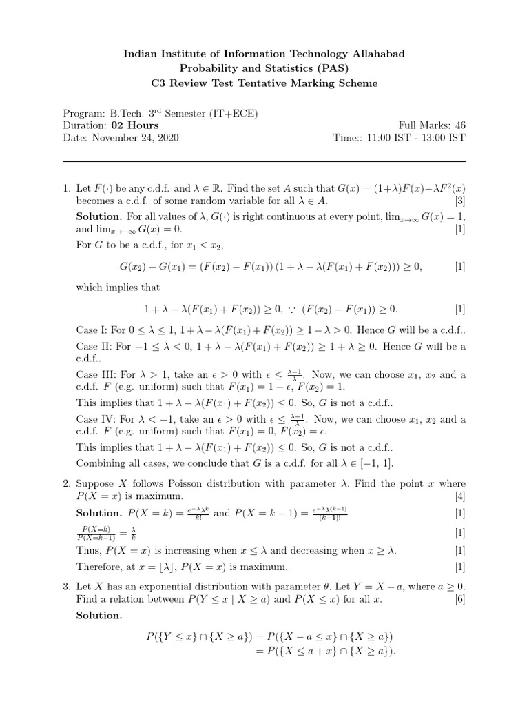 C3 Review Test MS | PDF | Probability Density Function | Estimator
