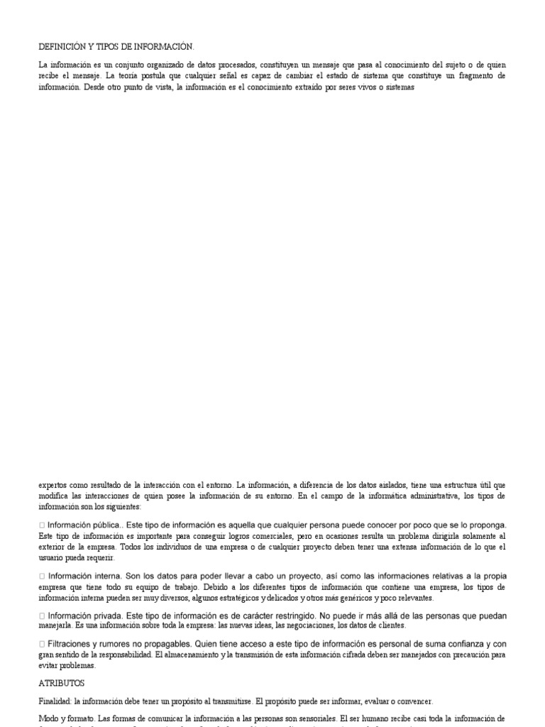 Definición y Tipos de Información | PDF | Información | Ingeniería de ...