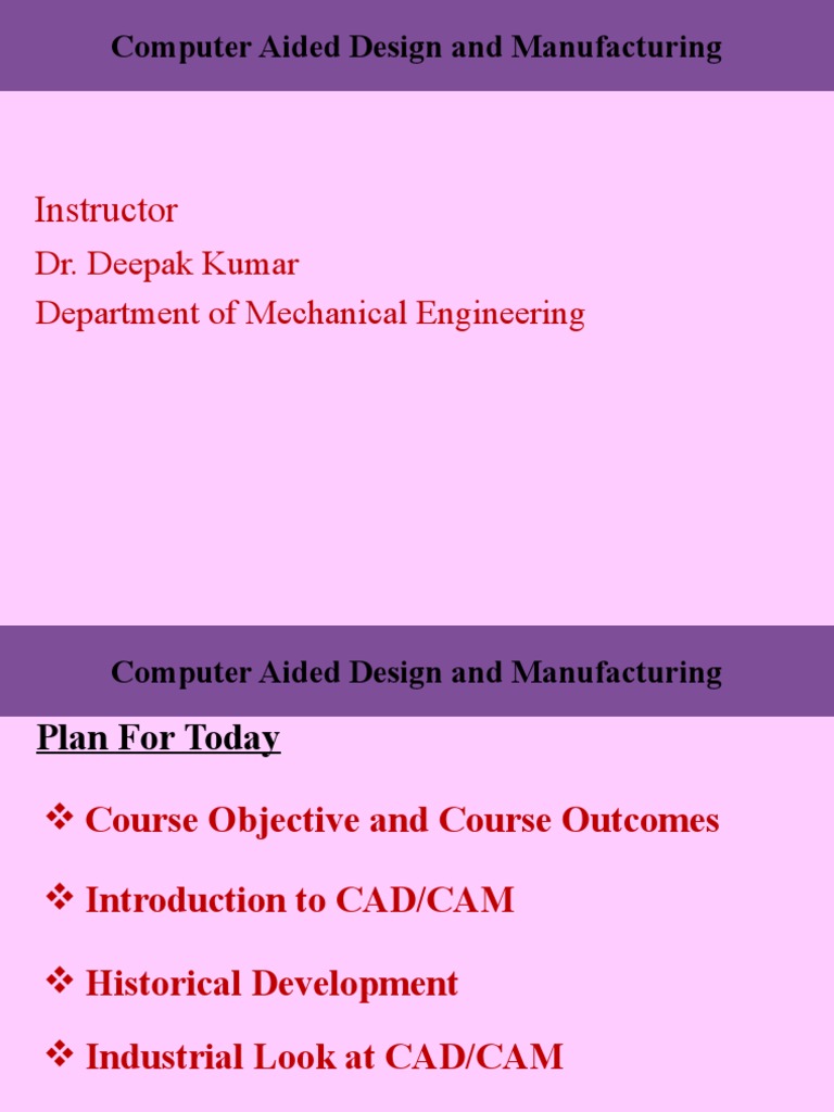 Instructor: Computer Aided Design and Manufacturing | PDF | Computer ...