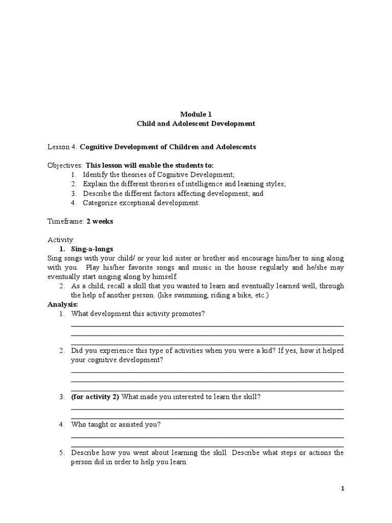 Child and Adolescent Development | PDF | Cognitive Development | Schema ...