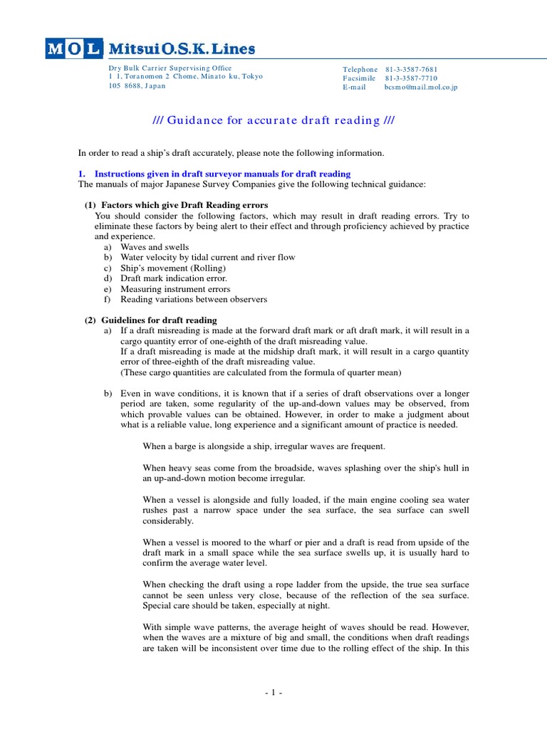 2014 04 Guidance For Accurate Draft Reading | PDF | Sea | Ships