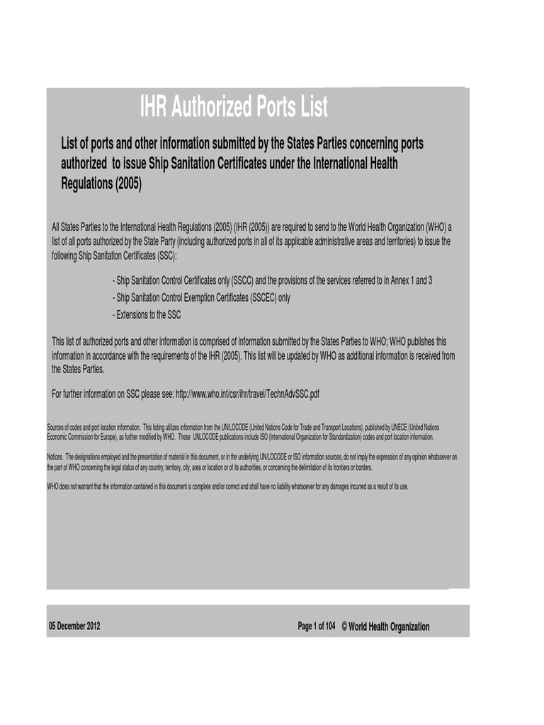 IHR Authorized Ports List SSCEC | PDF | Cultural Globalization ...