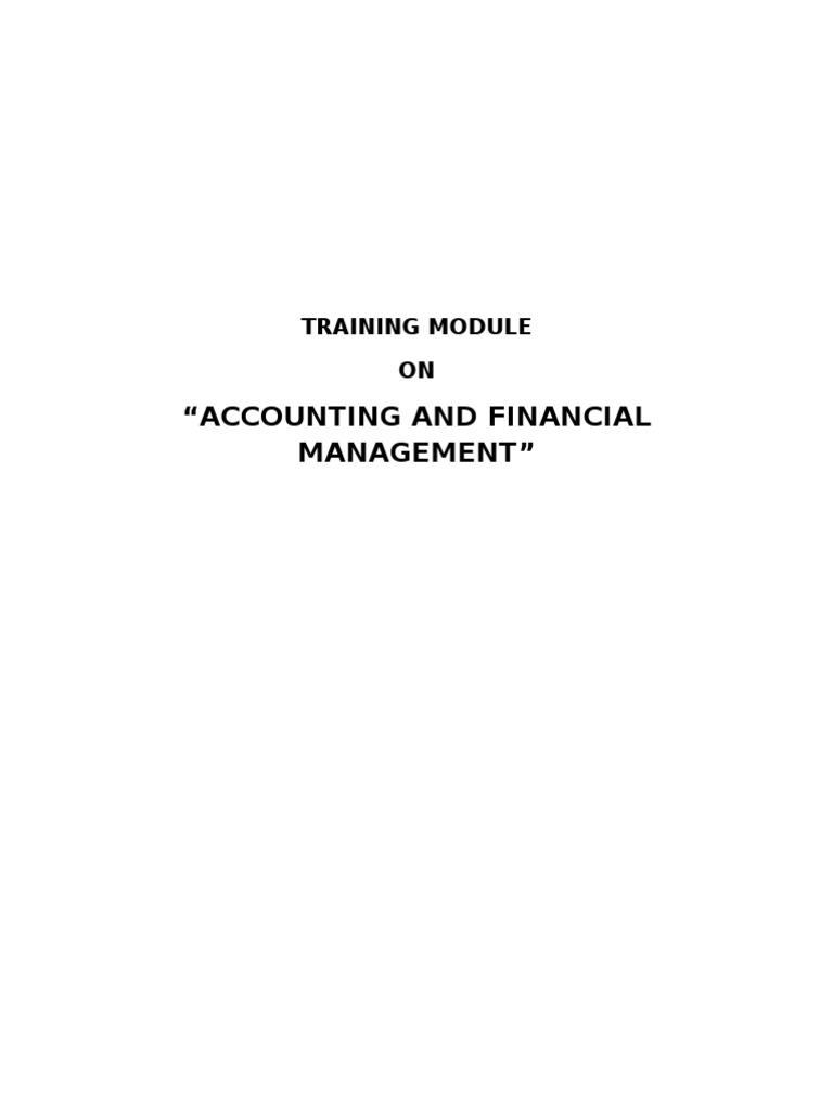"Accounting and Financial Management": Training Module ON | PDF ...