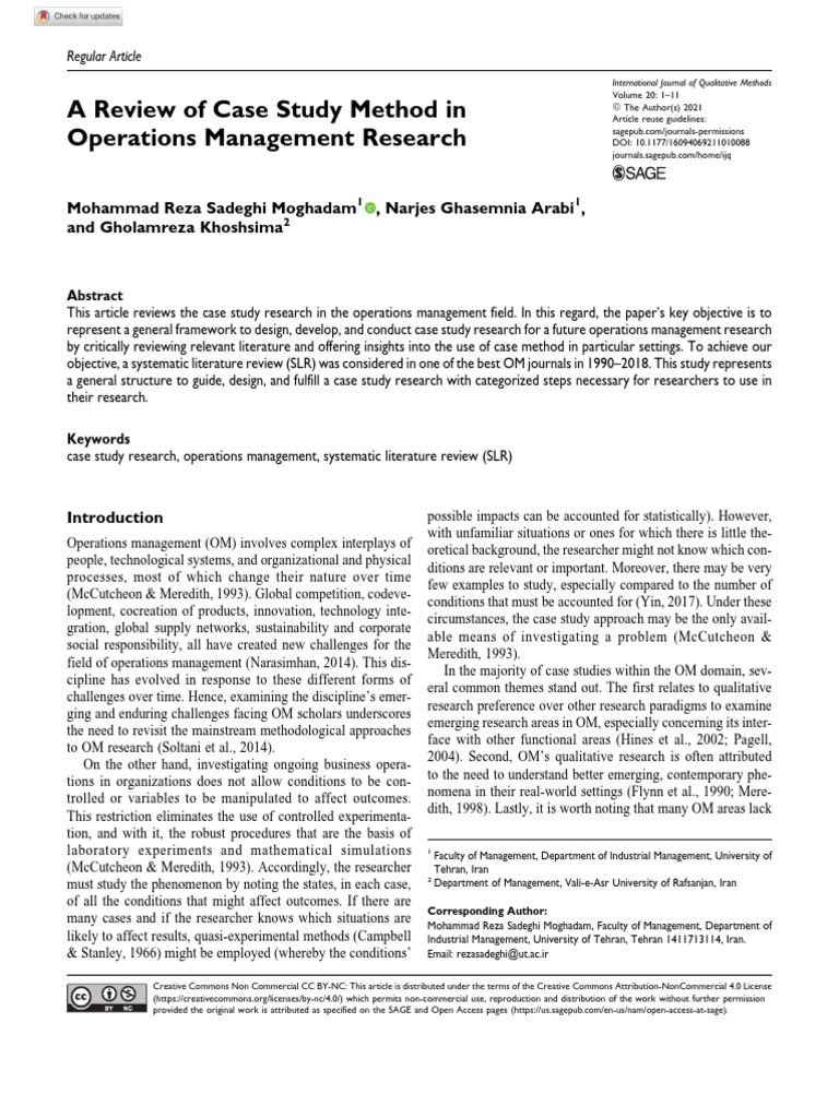 Moghadam 2021 A Review of Case Study Method | PDF | Case Study | Sampling (Statistics)