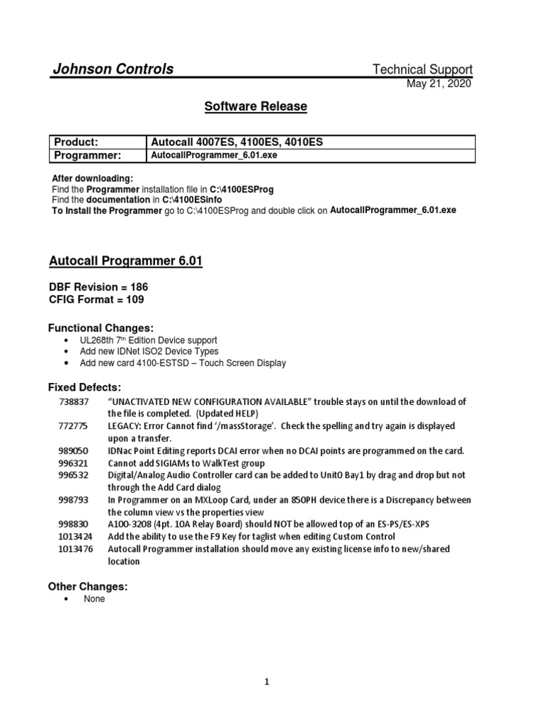 Johnson Controls: Software Release | PDF | Programmer | Computing Platforms