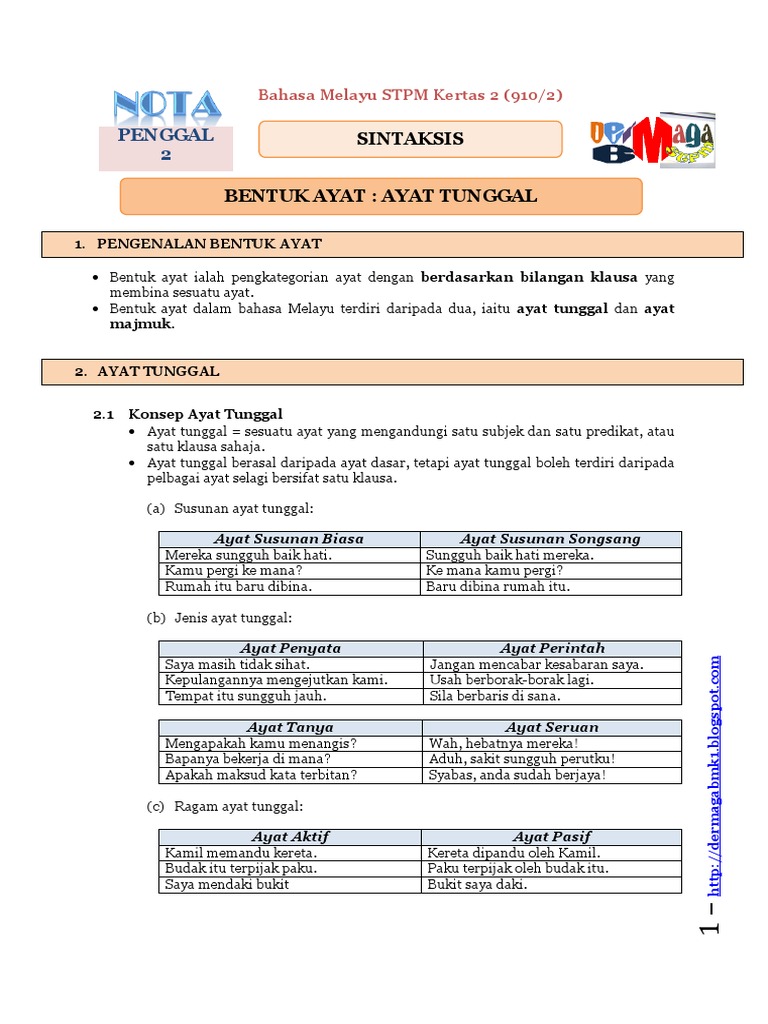 Nota Ayat Tunggal | PDF
