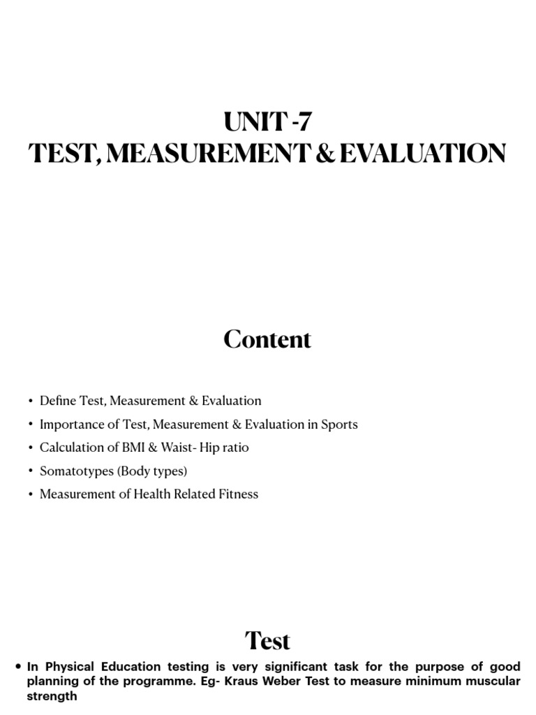 Unit 7 (Test, Measurement & Evaluation) | PDF | Body Mass Index ...