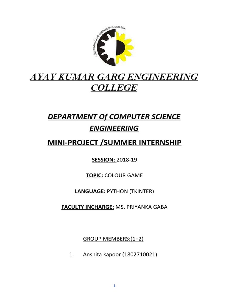 05 - Mini Project Report | Download Free PDF | Python (Programming Language) | Graphical User ...
