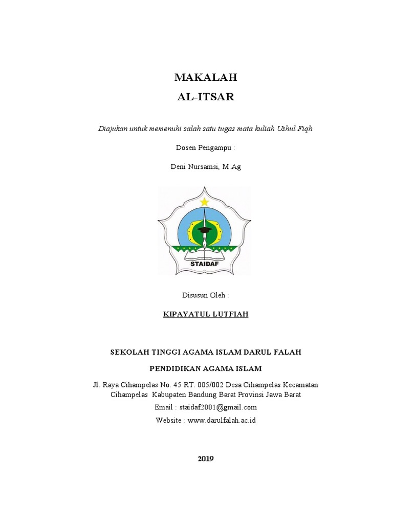 Makalah Al-Itsar Ushul Fiqh | PDF