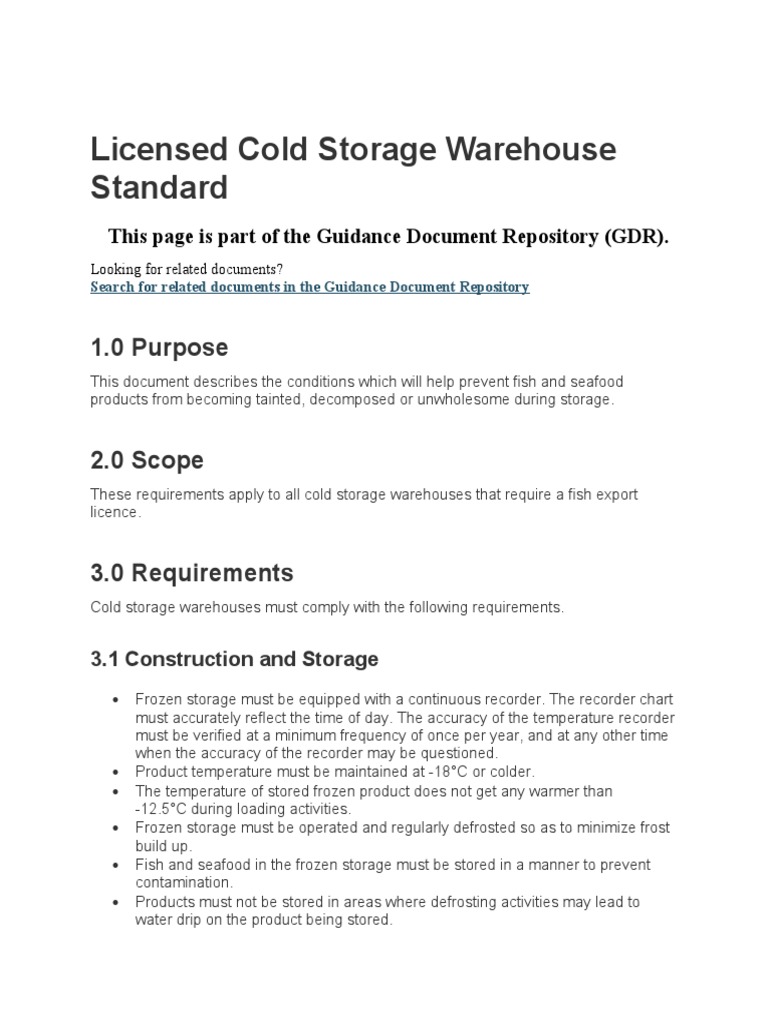 Licensed Cold Storage Warehouse Standard | PDF | Pest Control | Warehouse