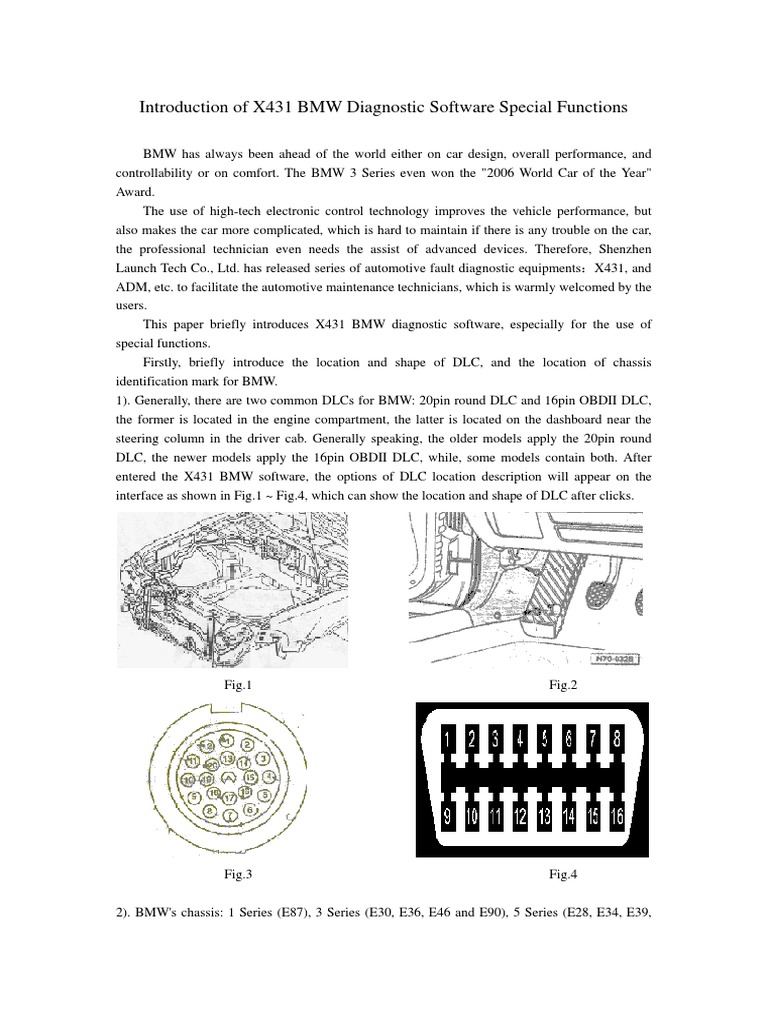 BMW Diagnostic Software Special Functions | PDF | Bmw | Vehicles