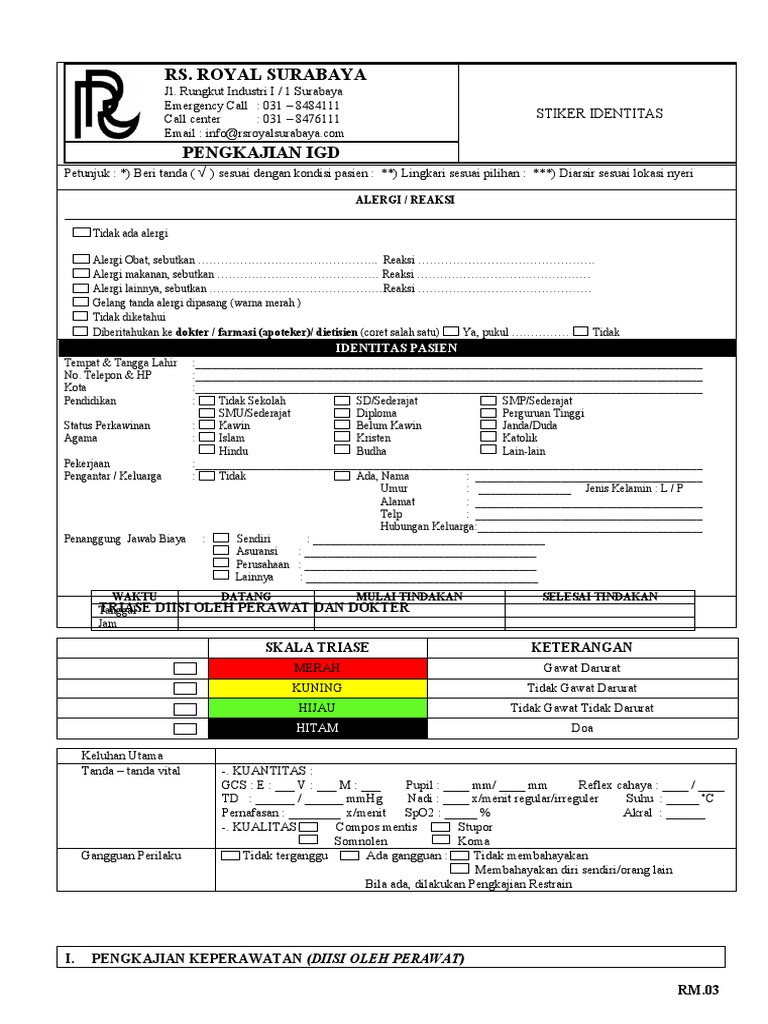 RM.03 Pengkajian Igd2 (Triase Warna) | PDF