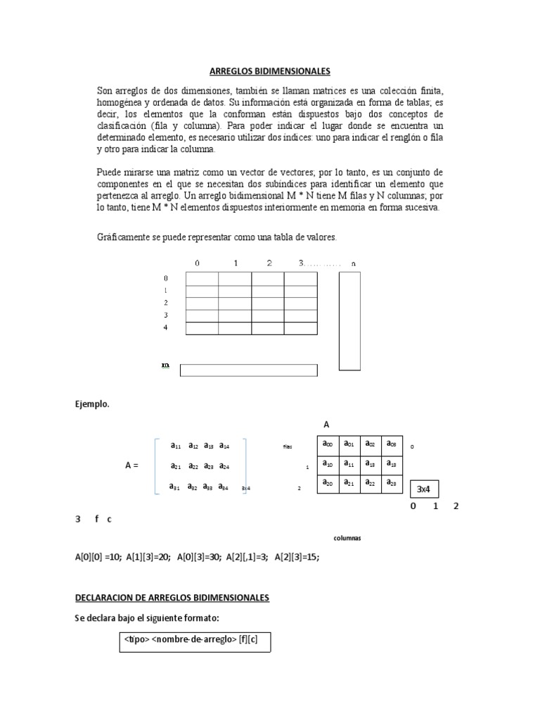 Arreglos Bidimensionales | PDF | Estructura de datos de matriz ...