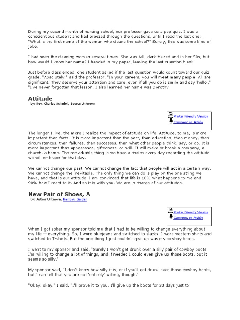 Attitude: By: Rev. Charles Swindoll, Source Unknown | PDF | Violin