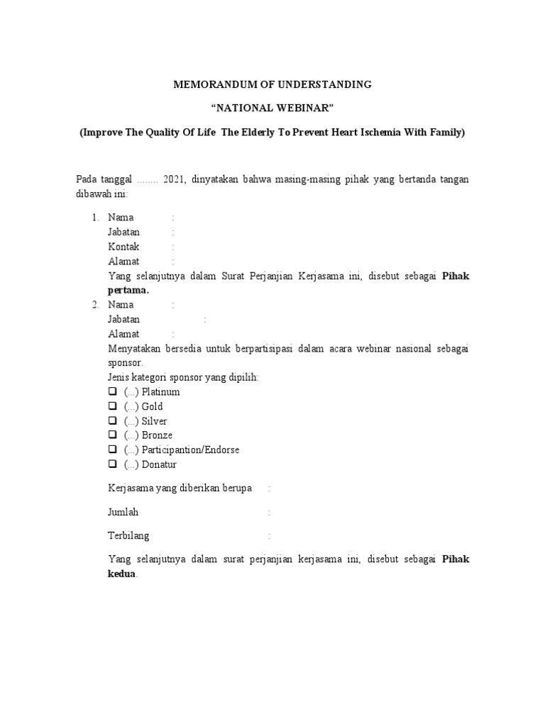 Mou (Memorandum of Understanding Sponsorship) | PDF