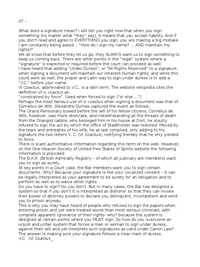 Signing Under Duress Explained | PDF | Justice | Crime & Violence