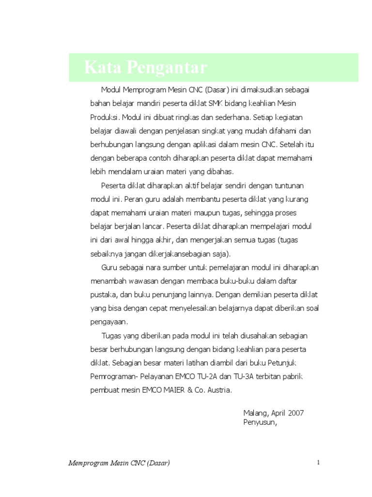 Memahami Dasar Pemrograman Mesin CNC | PDF