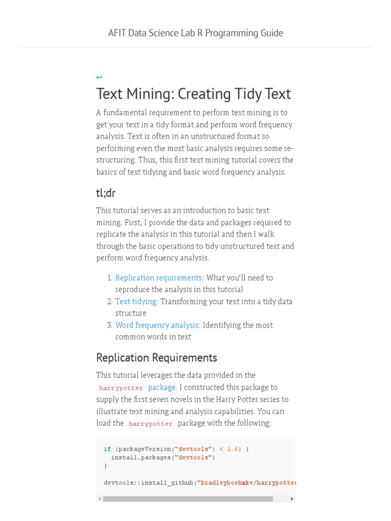Text Mining Creating Tidy Text Afit Data Science Lab R Programming Guide Pdf Harry Potter