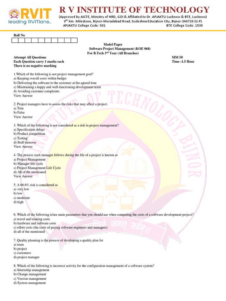 Model Paper SPM | Download Free PDF | Risk | Risk Management