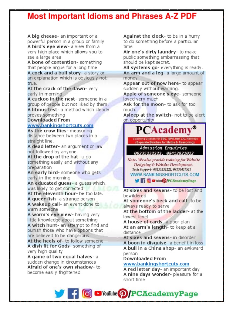 Most Important Idioms and Phrases A-Z PDF | PDF | Nature