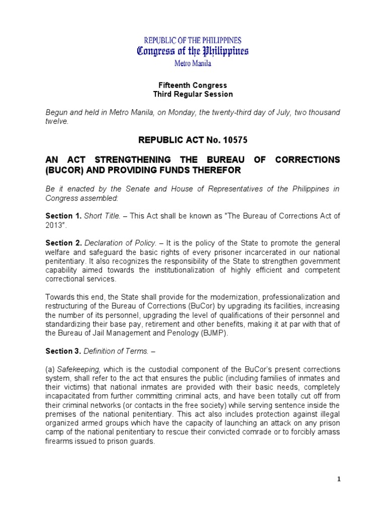 Ra 10575 Orig | PDF | Prison | Inspector