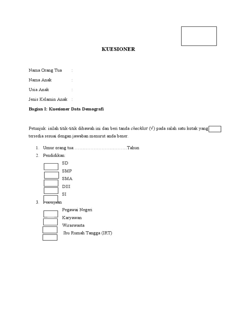 Kuesioner Proposal | PDF