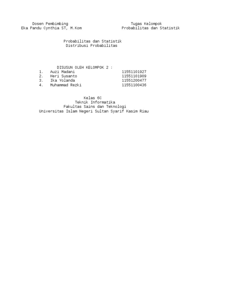 Probstat 6C Tugas 3 Kelompok 2 | PDF