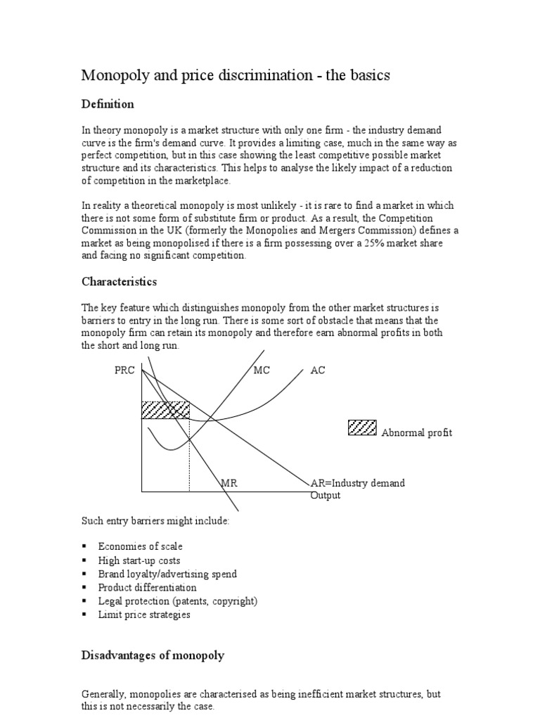 Monopoly and Price Discrimination Revision Sheet | PDF | Price ...