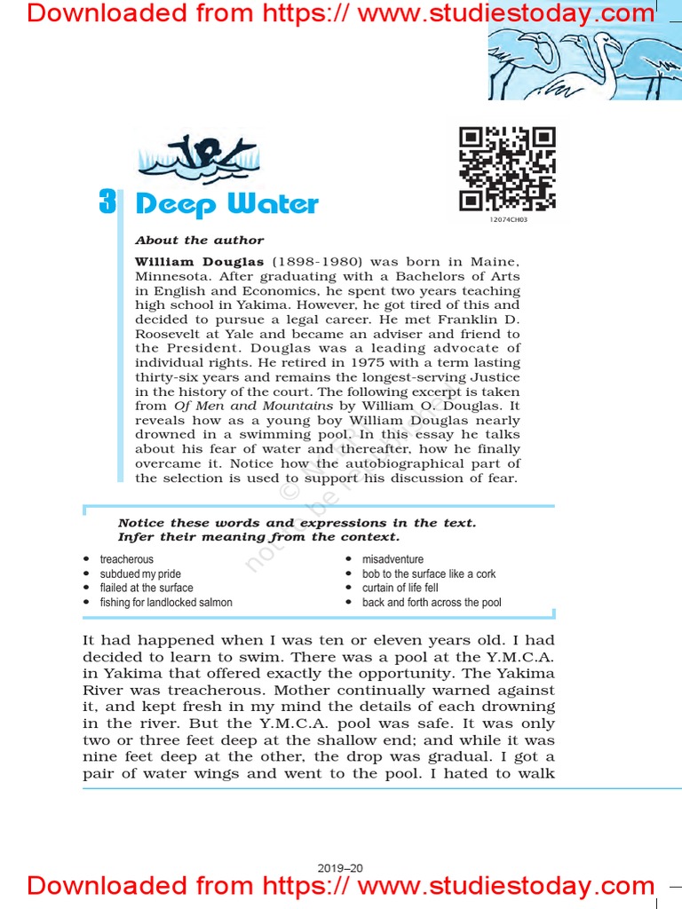 NCERT Class 12 English Deep Water | PDF | Swimming | Sports