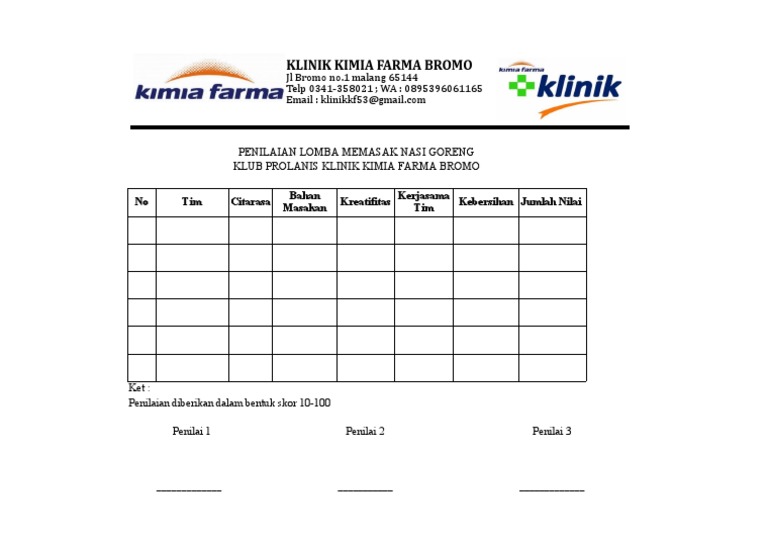 Form Penilaian Juri Lomba Masak | PDF