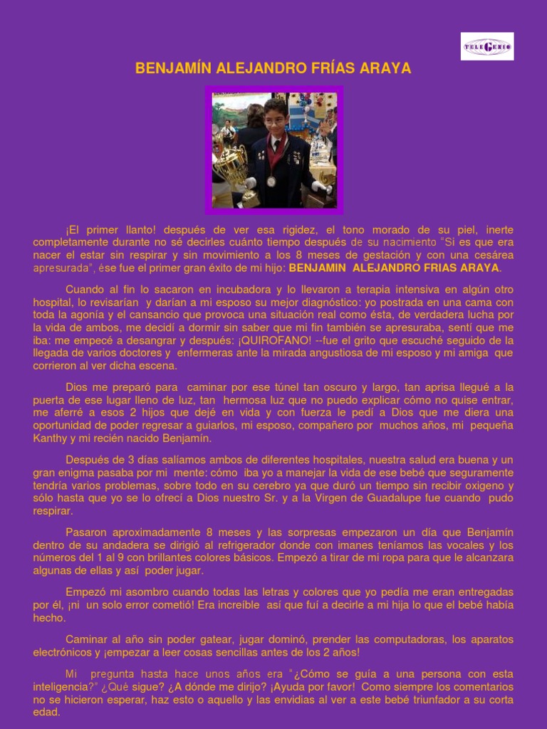 Benjamín Frías Aprendifeliz de TeleGenio Historia de Éxito | PDF ...