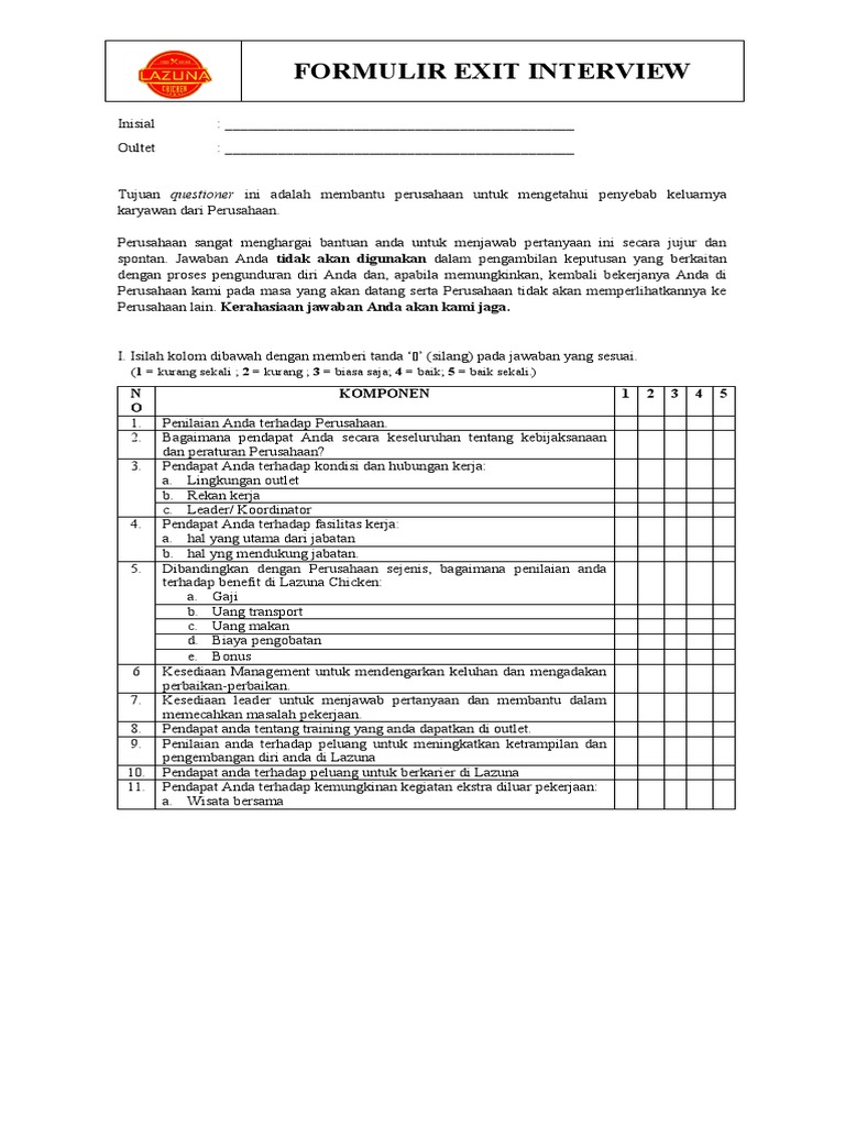 Form Exit Interview | PDF