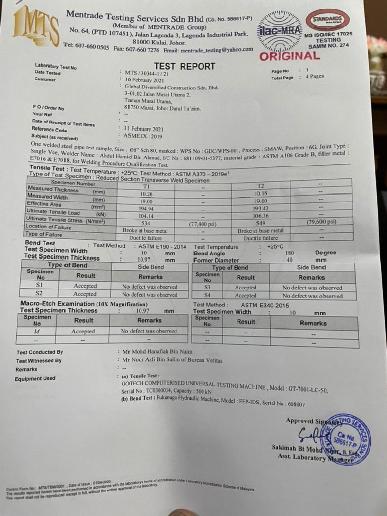 Tensile Test Report | PDF