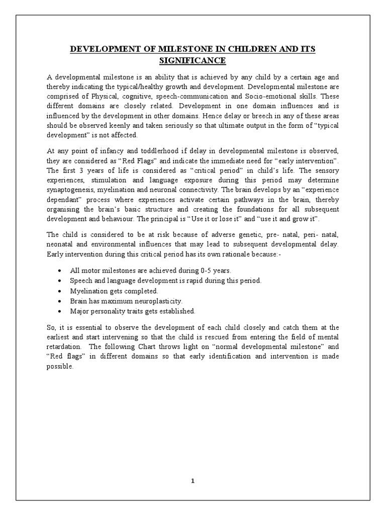 Development of Milestone in Children and Its Significance | PDF ...