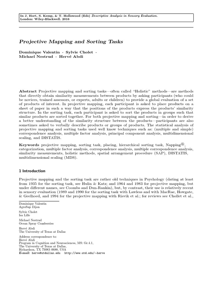 Projective Mapping and Sorting Tasks | PDF | Teaching Mathematics | Science