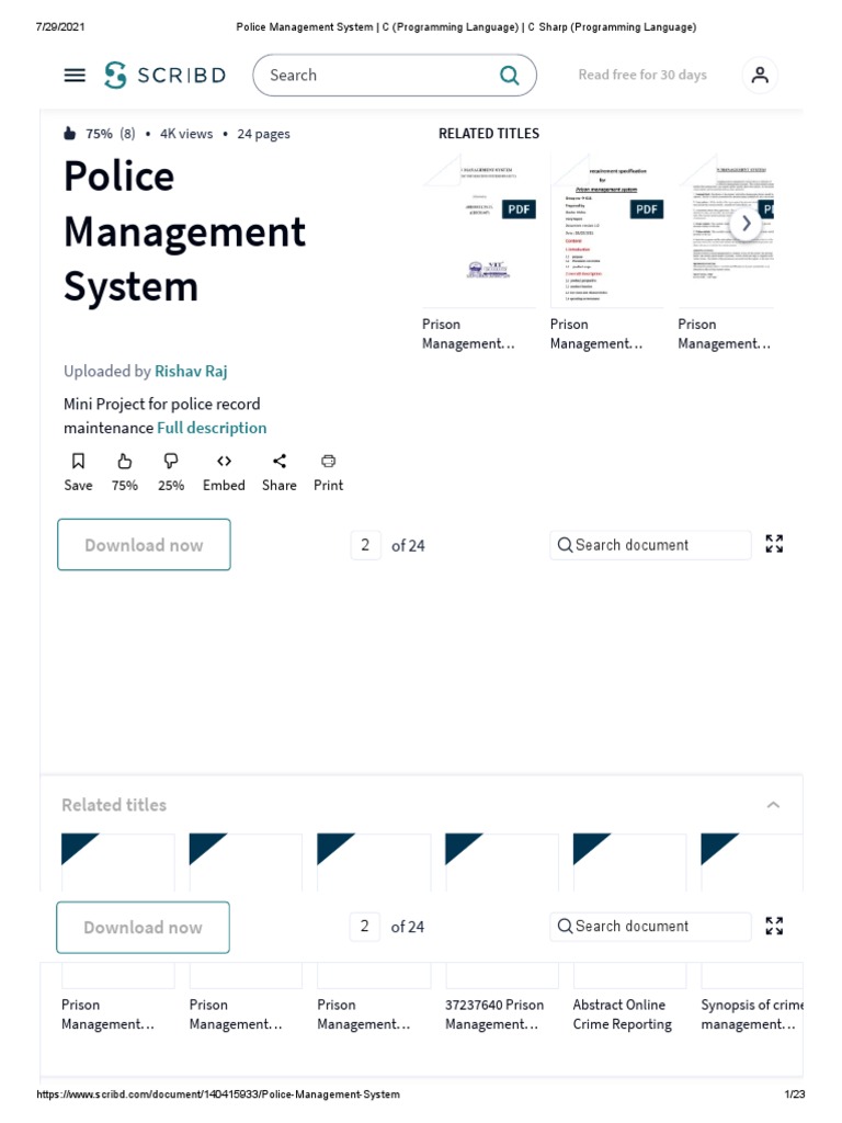 Police Management System C Programming Language C Sharp Programming Language Pdf 0289