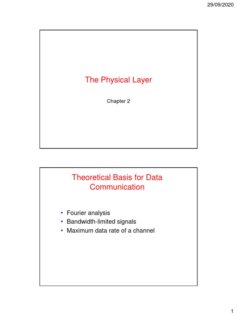 The Physical Layer: Fourier Analysis Bandwidth-Limited Signals Maximum ...