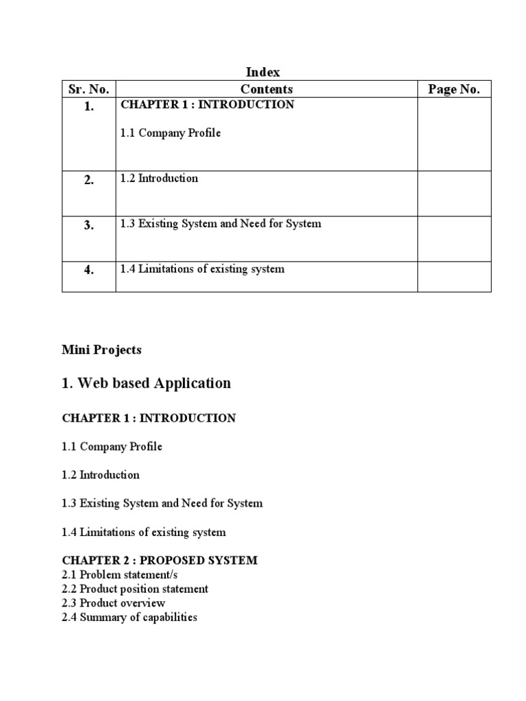 Index Sr. No. Page No. 1.: 1. Web Based Application | PDF