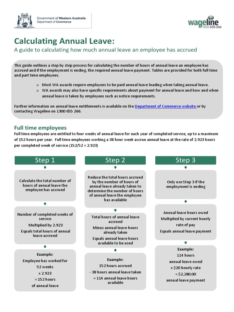 Calculating Annual Leave:: Step 1 Step 2 Step 3 | PDF | Pro Rata ...