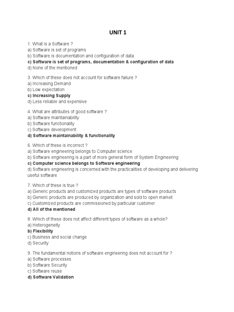 Se MCQ Unit 1 | PDF | Software Prototyping | Software Development Process