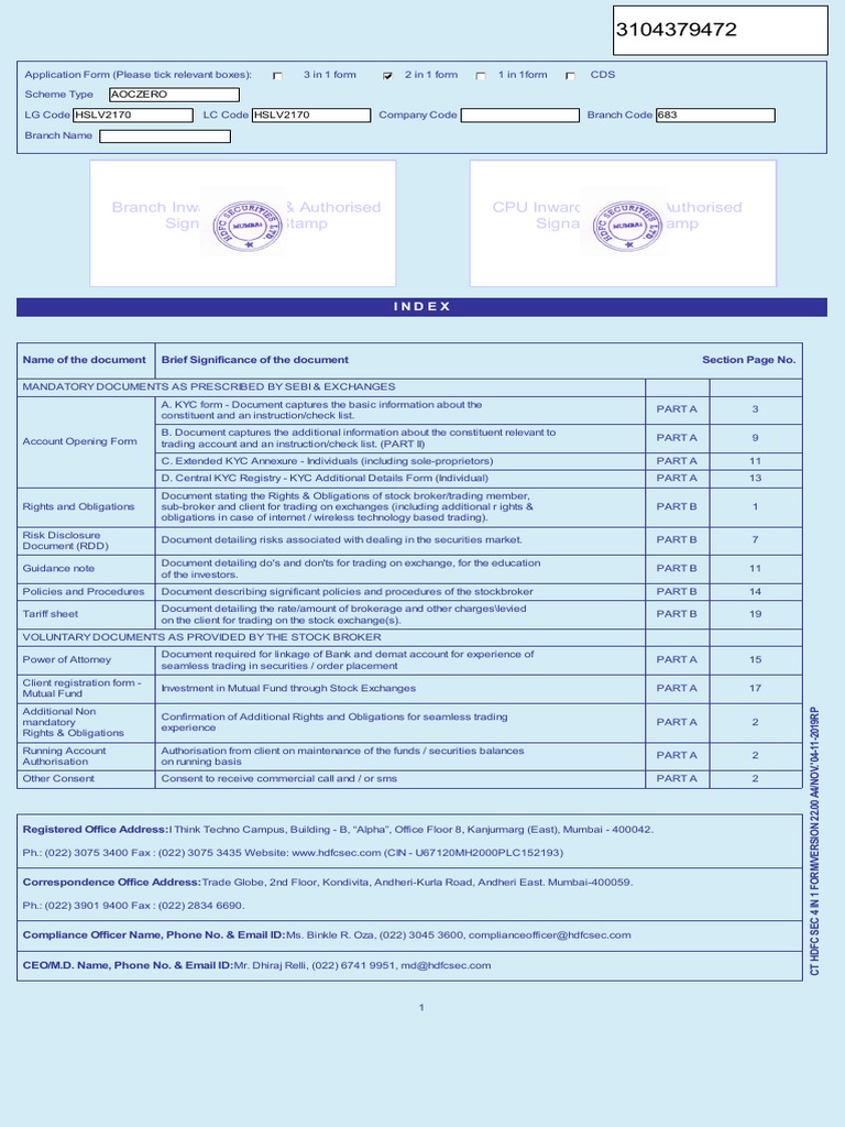 Branch Inward Stamp & Authorised Signatory With Stamp CPU Inward Stamp ...
