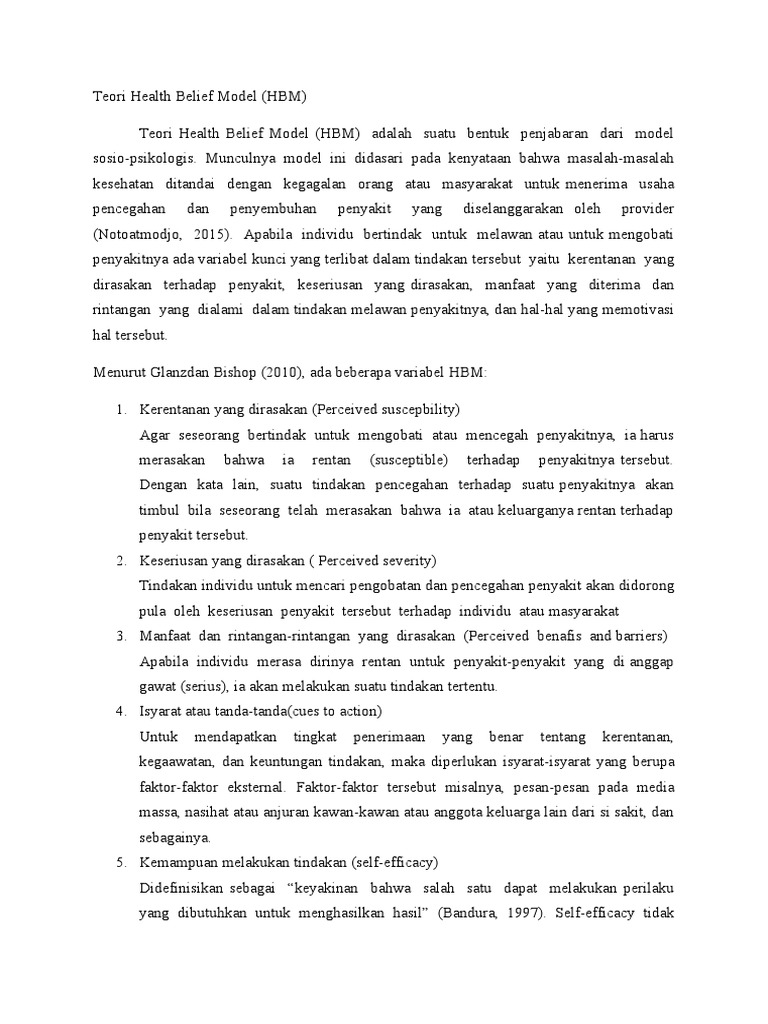 Teori Health Belief Model | PDF