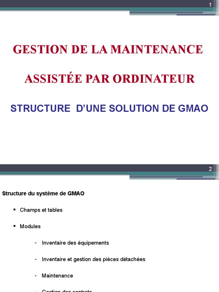 Structure de La GMAO | PDF | Progiciel de gestion intégré | Bases de ...